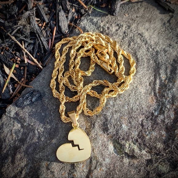 Accessories | Broken Heart Pendant Chain Gold | Poshmark